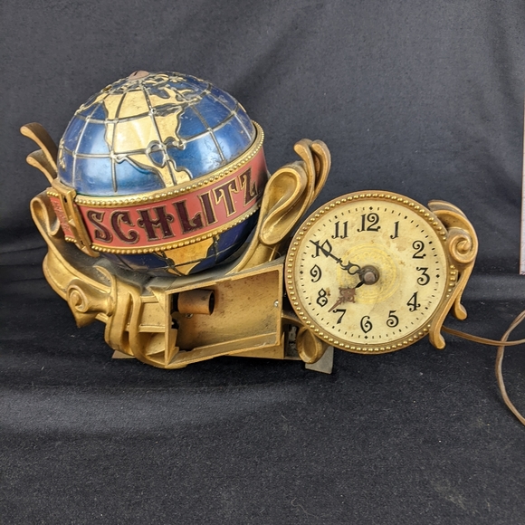 Accents | Vintage Schlitz Plastic Globe Clock As Is Parts | Poshmark